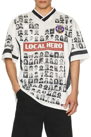 Martine Rose Printed Football Top In White Faces - 30% Off